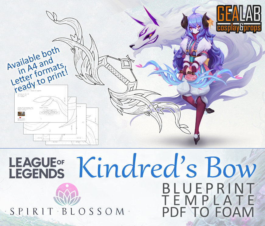 Spirit Blossom Kindred Bow - Blueprint Template for Cosplay (lol League ...