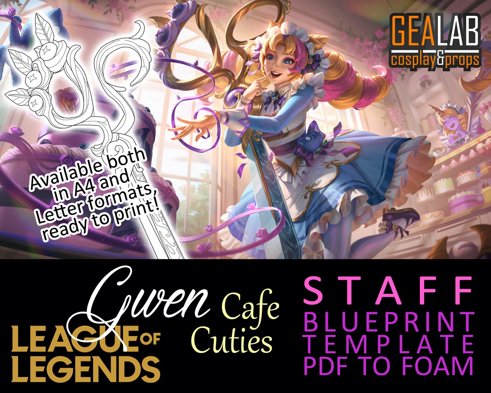 Cafe Cuties Gwen Scissors Blueprint Template for Cosplay - Etsy