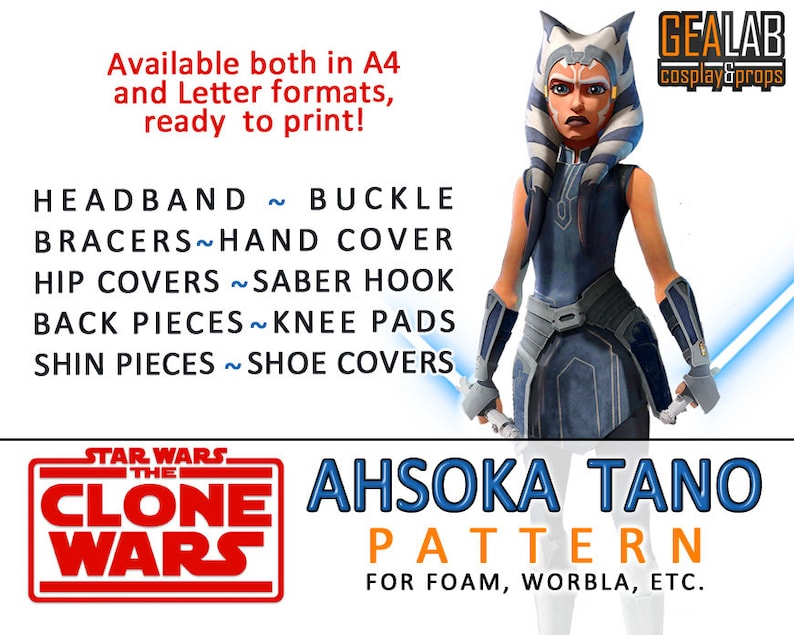 Ahsoka Tano Bundle - PDF Pattern and Pepakura for Foam Cosplay (star ...