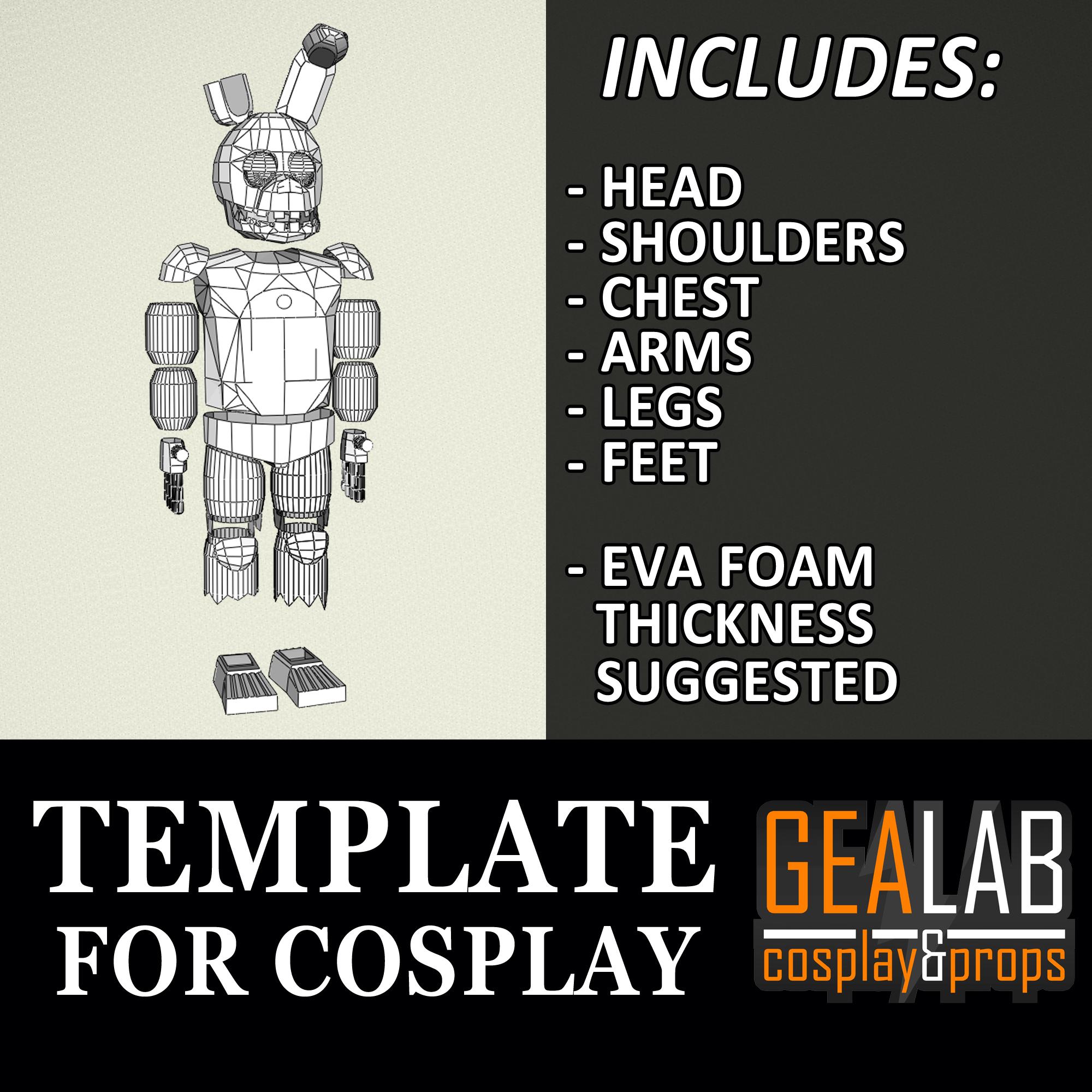 Springtrap - PDF/PDO Foam Templates for Cosplay (fnaf, Five Nights at ...