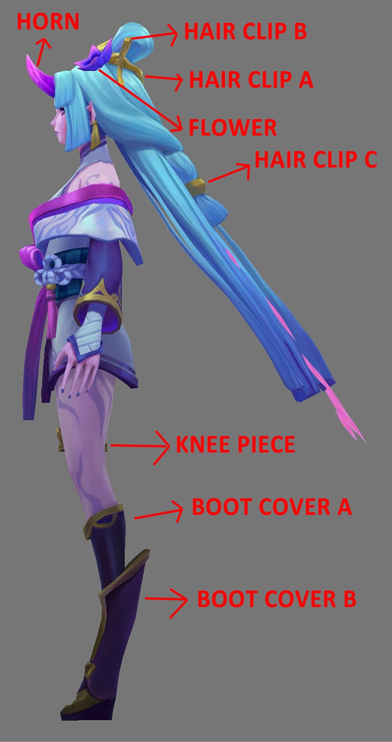 Spirit Blossom Soraka Pepakura - Hair Accessories, Boot Covers & Staff ...