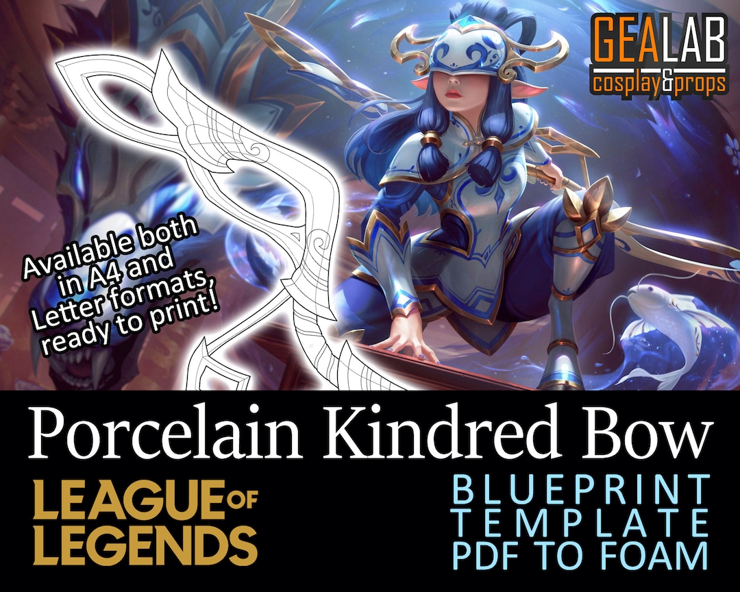 Porcelain Kindred Bow Blueprint for Prop Making Cosplay lol League of ...