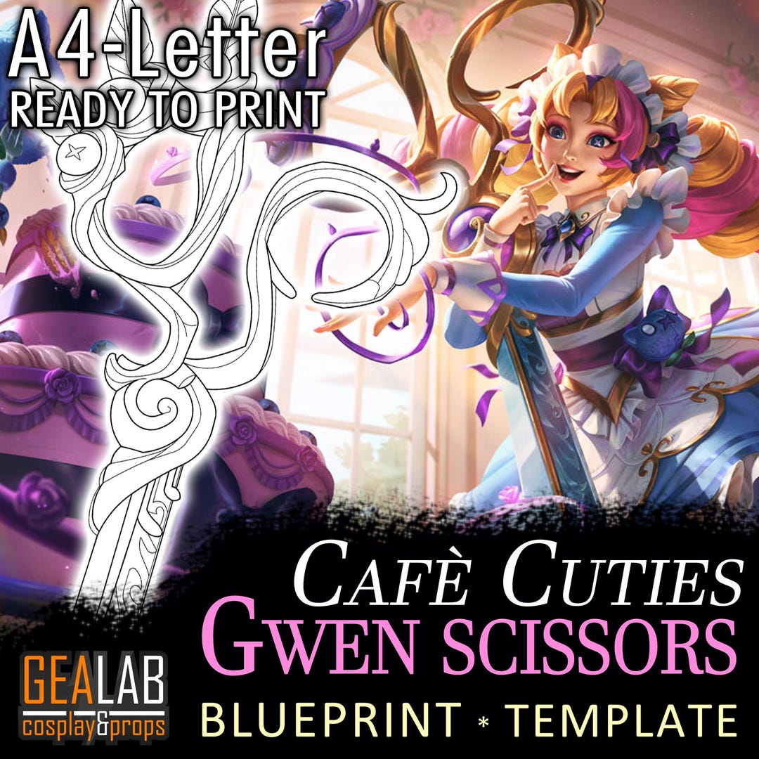 Cafe Cuties Gwen Scissors - Blueprint Template for Cosplay (lol League ...