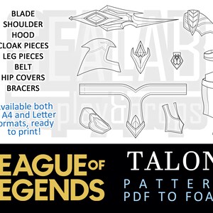 Talon Classic Skin - Pattern for EVA Foam - Template for Cosplay (lol ...
