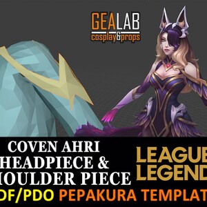 Coven Ahri Headpiece & Shoulder Piece Pepakura - PDF and PDO Templates ...