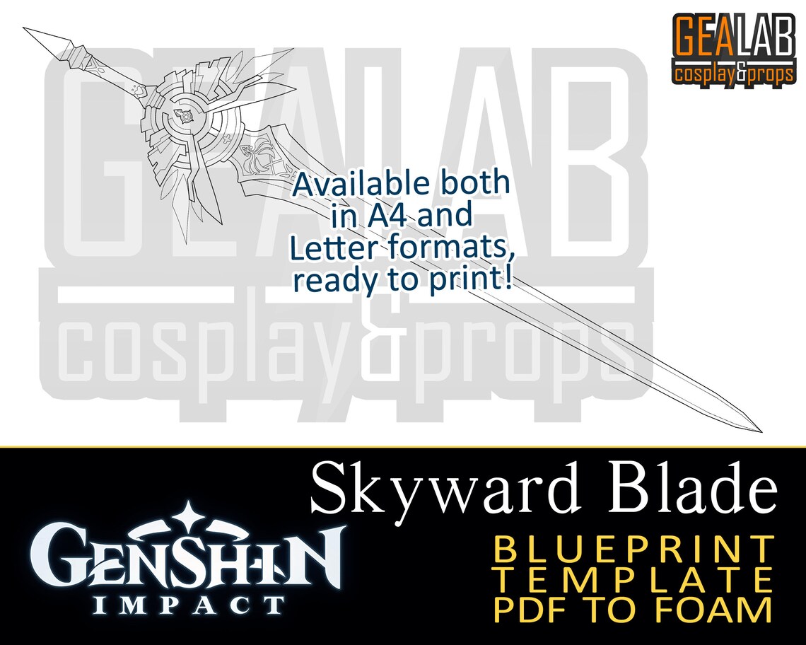 Skyward Blade - Blueprint Template for Cosplay (genshin Impact) (PDF to ...