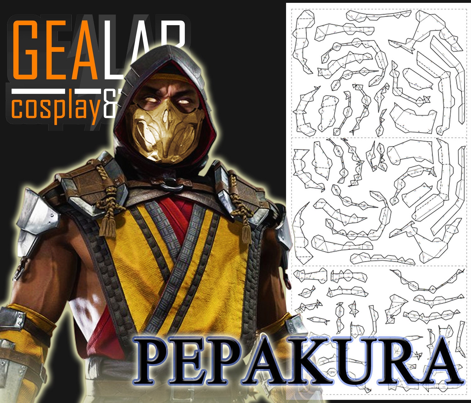 MK11 Scorpion Mask Pepakura PDF & PDO Templates for Foam - Etsy México