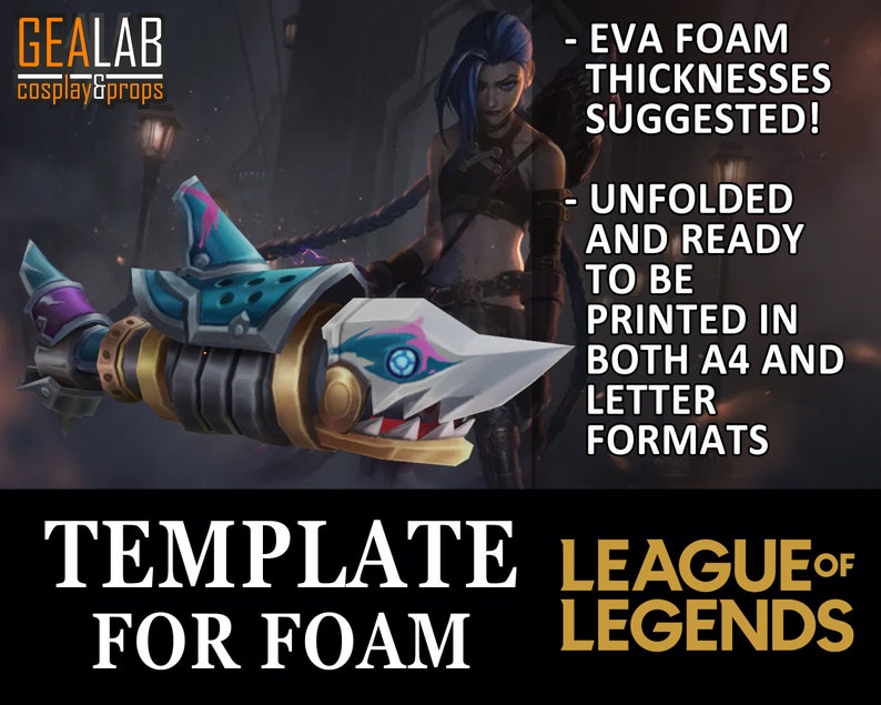 Arcane Jinx Fishbones Pepakura - PDF & PDO Foam Templates for Cosplay ...