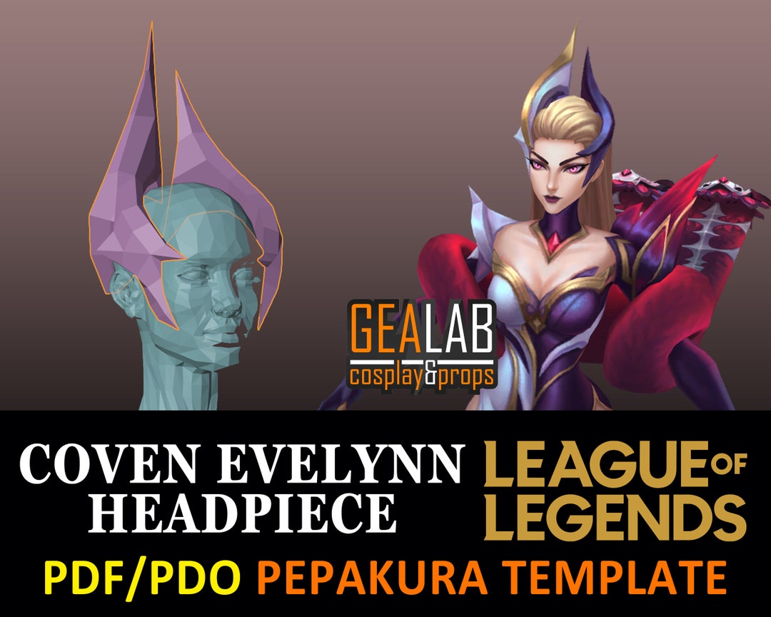 Coven Evelynn Headpiece Pepakura - PDF and PDO Templates for Cosplay ...