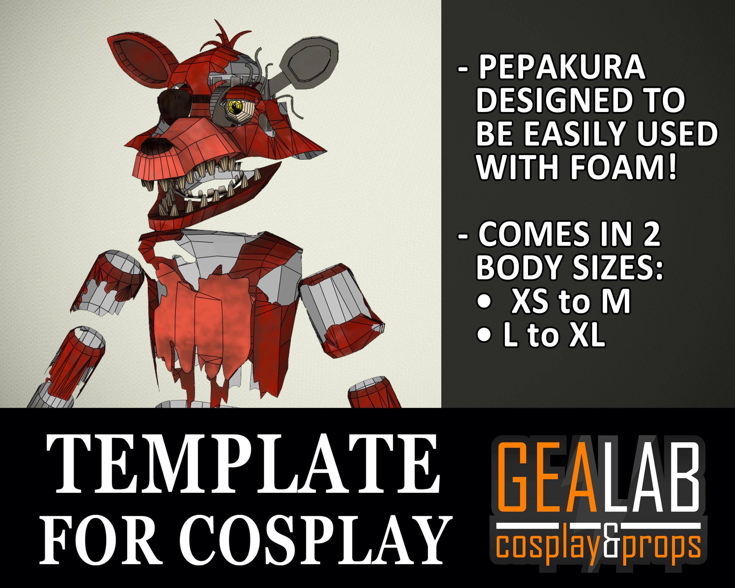 Withered Foxy - PDF/PDO Foam Templates for Cosplay (fnaf, Five Nights ...