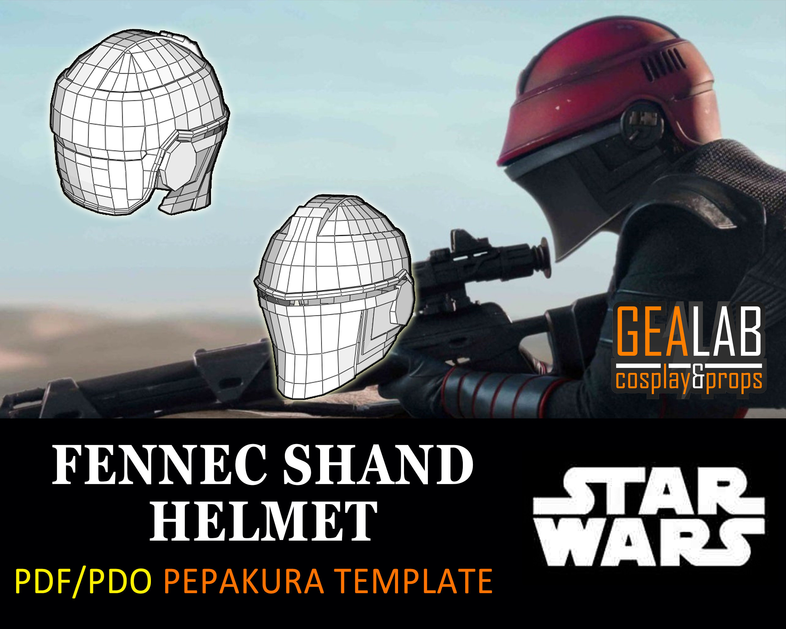 Fennec Shand Helmet Pepakura - PDF & PDO Template Pattern for Cosplay ...