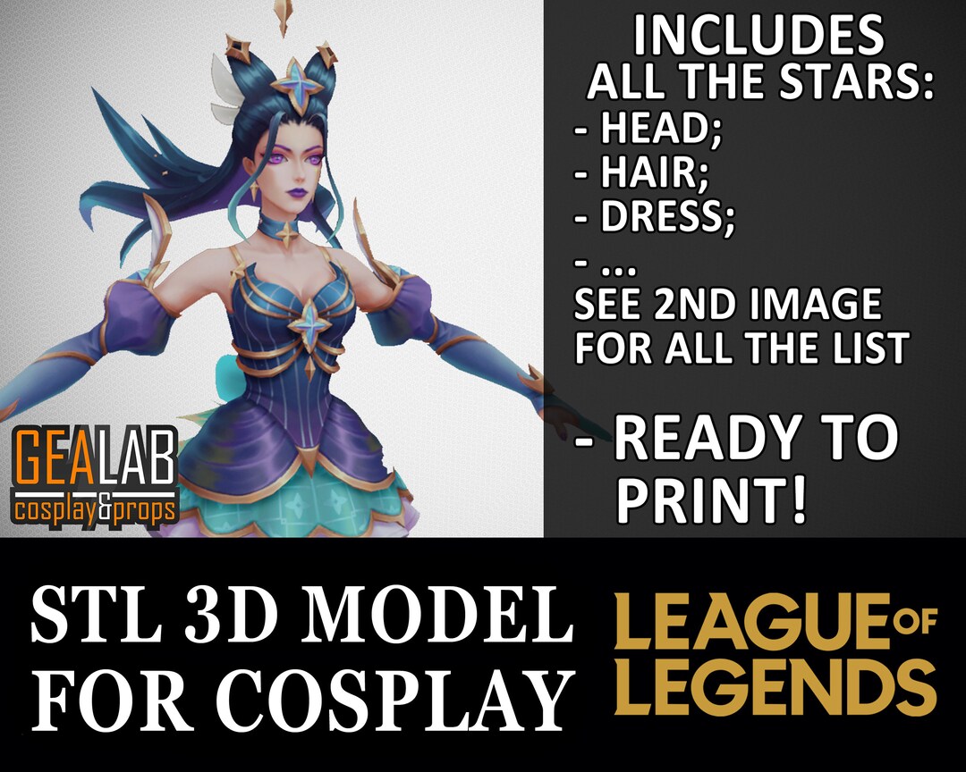 Syndra (prestige Star Guardian) Stars - STL 3D Files for Cosplay (lol ...