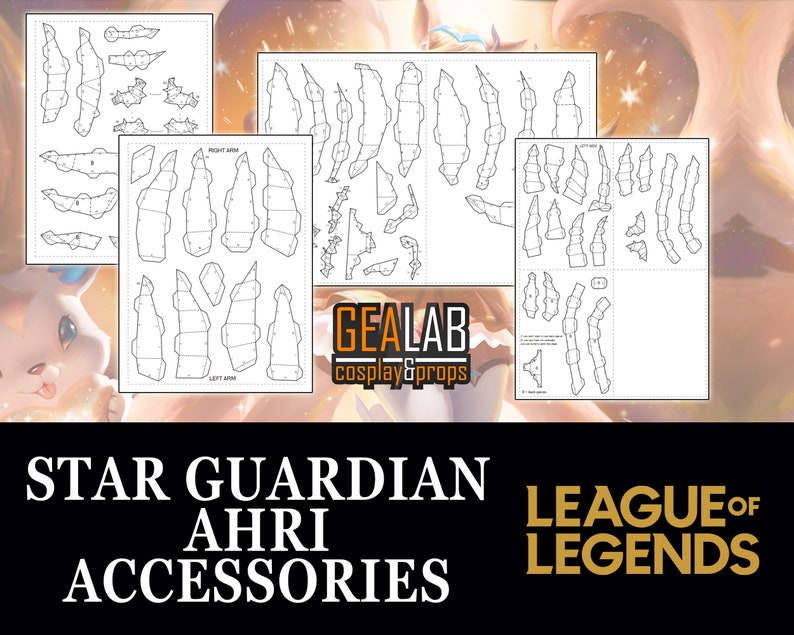 Star Guardian Ahri Accessories Pepakura - PDF & PDO Templates for ...