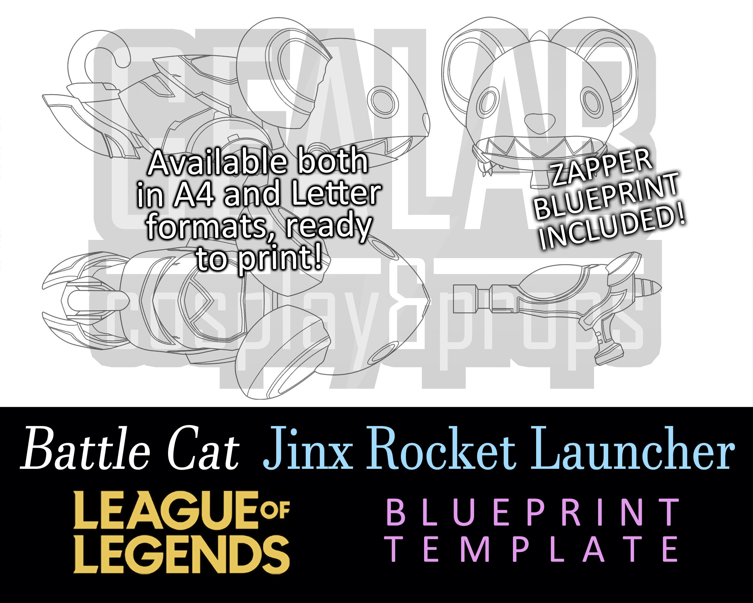 Prestige Battle Cat Jinx Weapon Blueprints Headphones & - Etsy