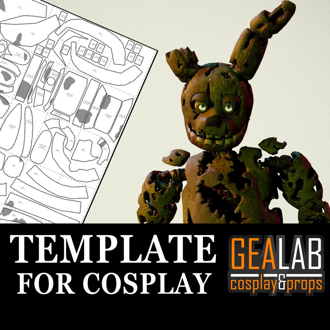 Springtrap Wearable Head - PDF/PDO Foam Templates for Cosplay (fnaf ...
