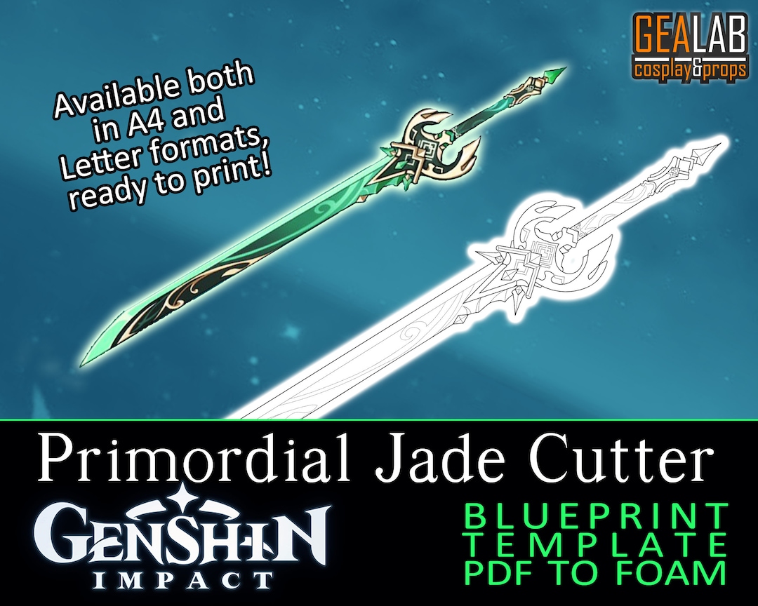 Primordial Jade Cutter - Blueprint Template for Cosplay (genshin Impact ...