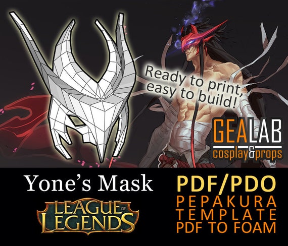 Yone Mask Pepakura PDF & PDO Templates for Foam Cosplay lol - Etsy Finland