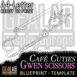 Cafe Cuties Gwen Scissors - Blueprint Template for Cosplay (lol League ...