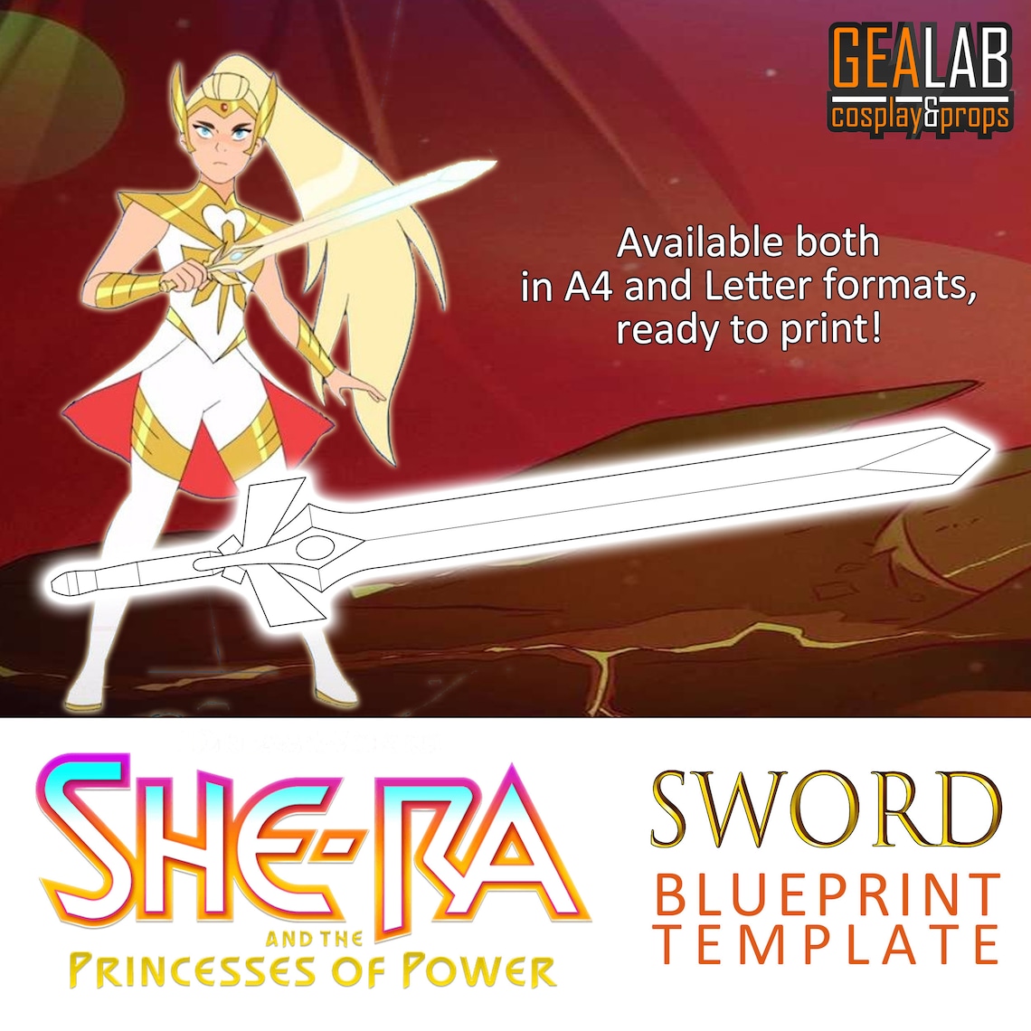 She-ra Sword Blueprint Template for Cosplay she-ra and the - Etsy