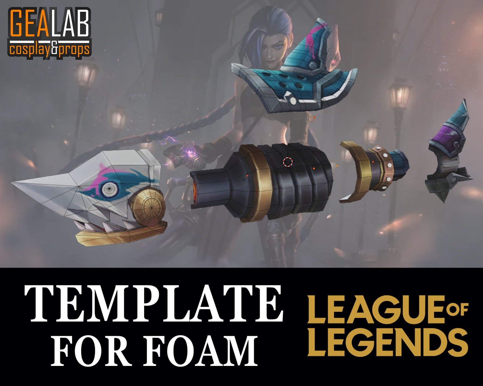 Arcane Jinx Fishbones Pepakura PDF & PDO Foam Templates for Cosplay lol ...