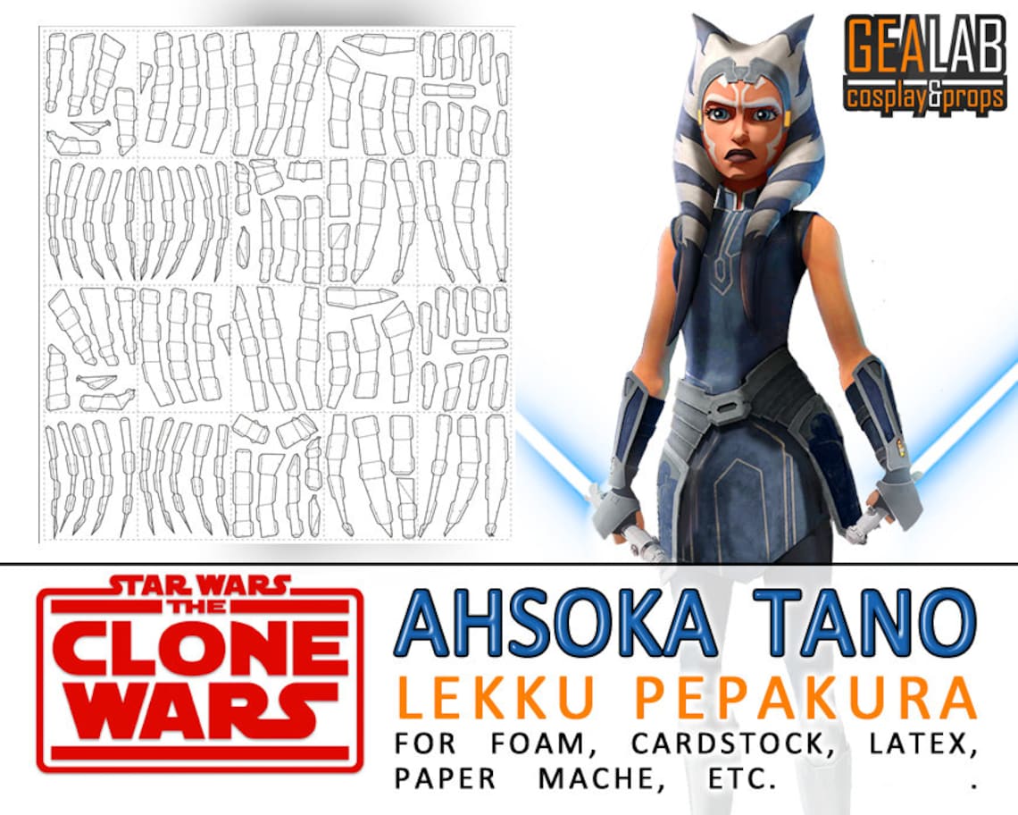 Ahsoka Tano Bundle - PDF Pattern and Pepakura for Foam Cosplay (star ...