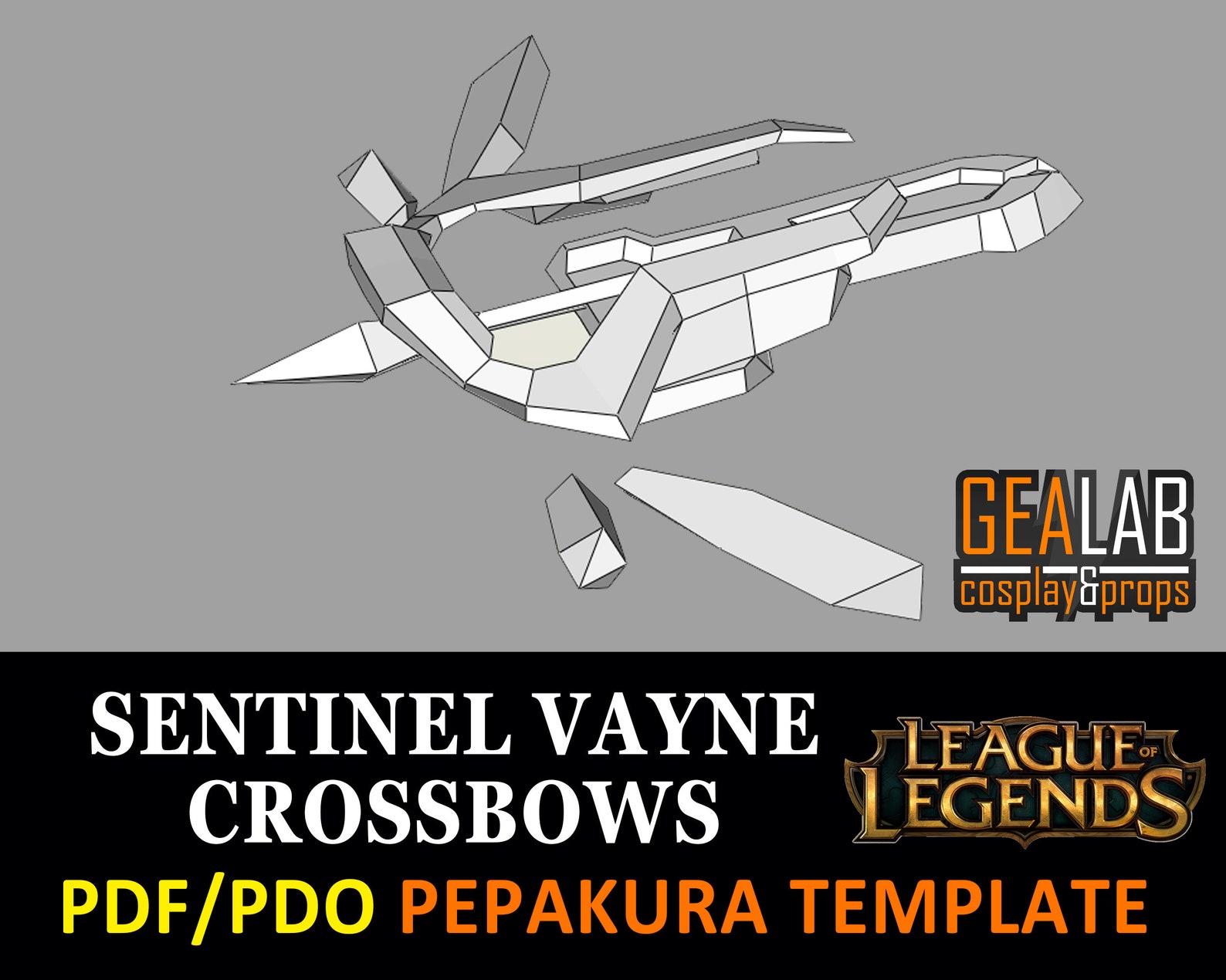 Sentinel Vayne Crossbows Pepakura - PDF & PDO Templates for Cosplay ...