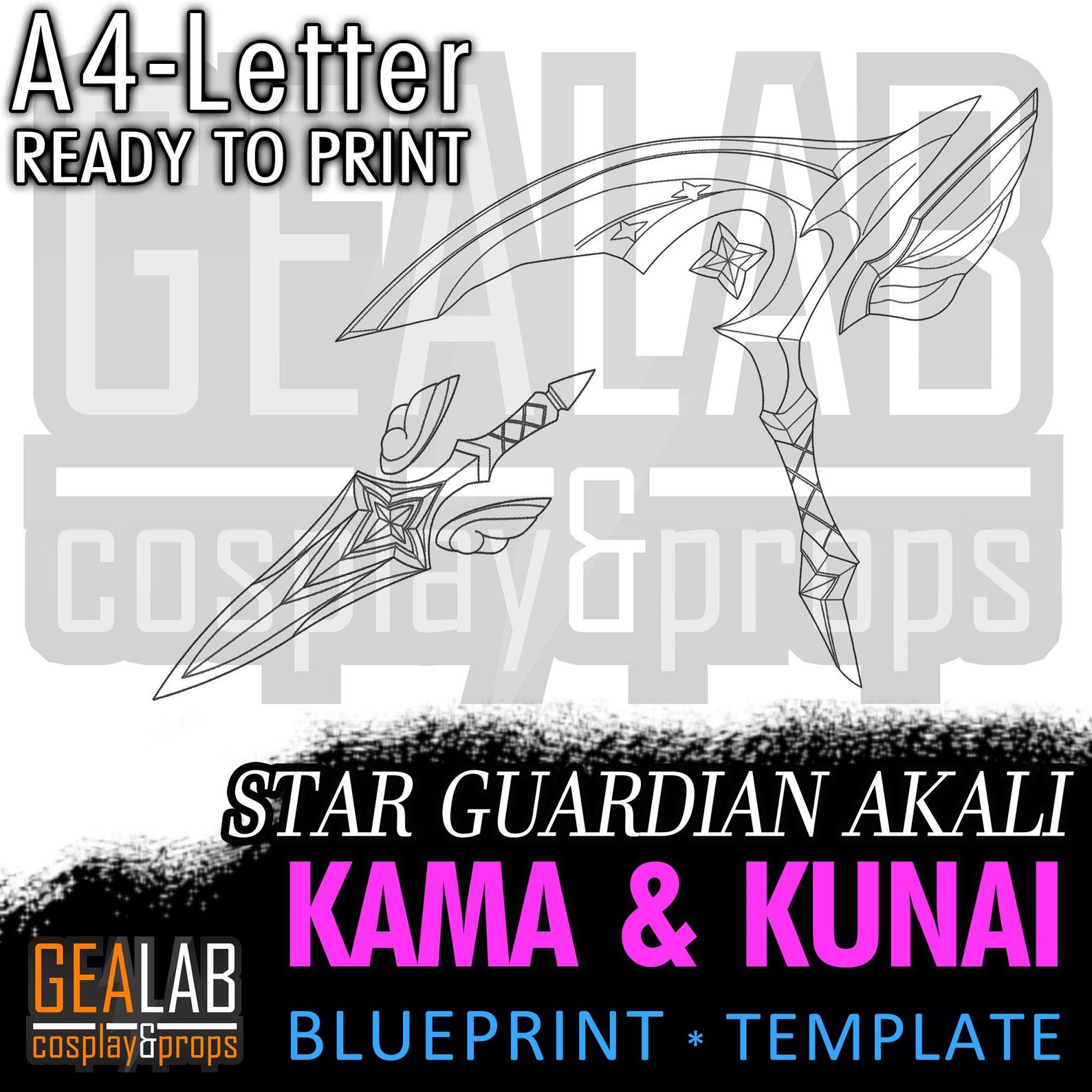 Star Guardian Akali Kama and Kunai - Blueprint Template Weapons for ...