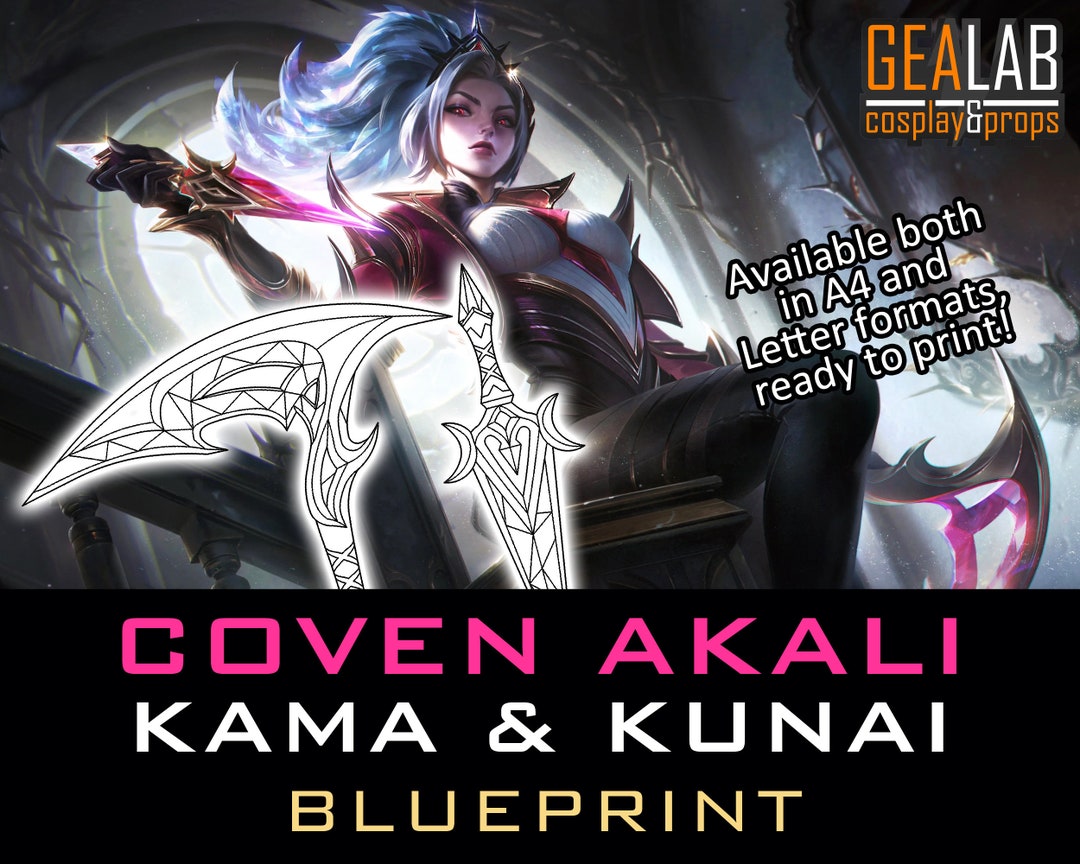 Prestige Coven Akali Kama & Kunai - Akali Weapons Blueprint Template ...