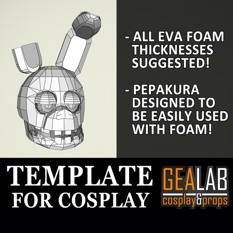 Springtrap Wearable Head - PDF/PDO Foam Templates for Cosplay (fnaf ...