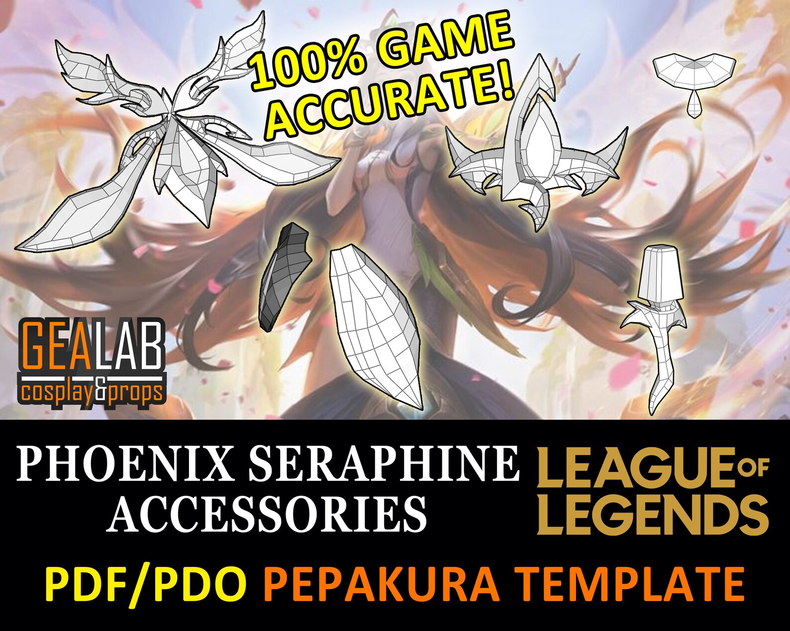 Graceful Phoenix Seraphine Pepakura - PDF and PDO Templates for Cosplay ...