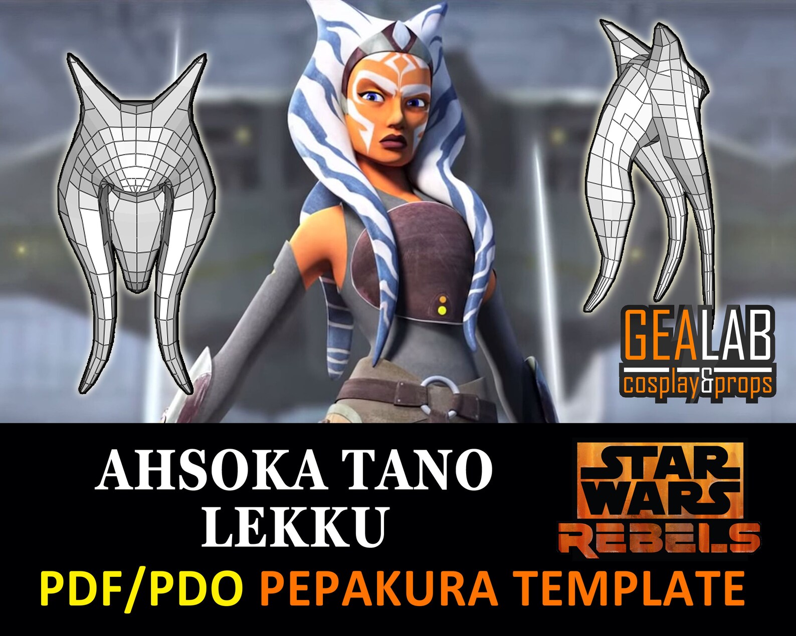 Ahsoka Tano Lekku Pepakura - PDF & PDO Headpiece Templates for Foam ...