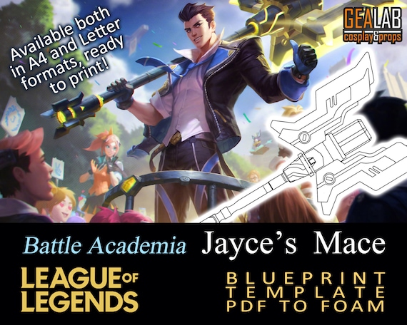 Battle Academia Jayce Mace Blueprint Template Hammer for | Etsy