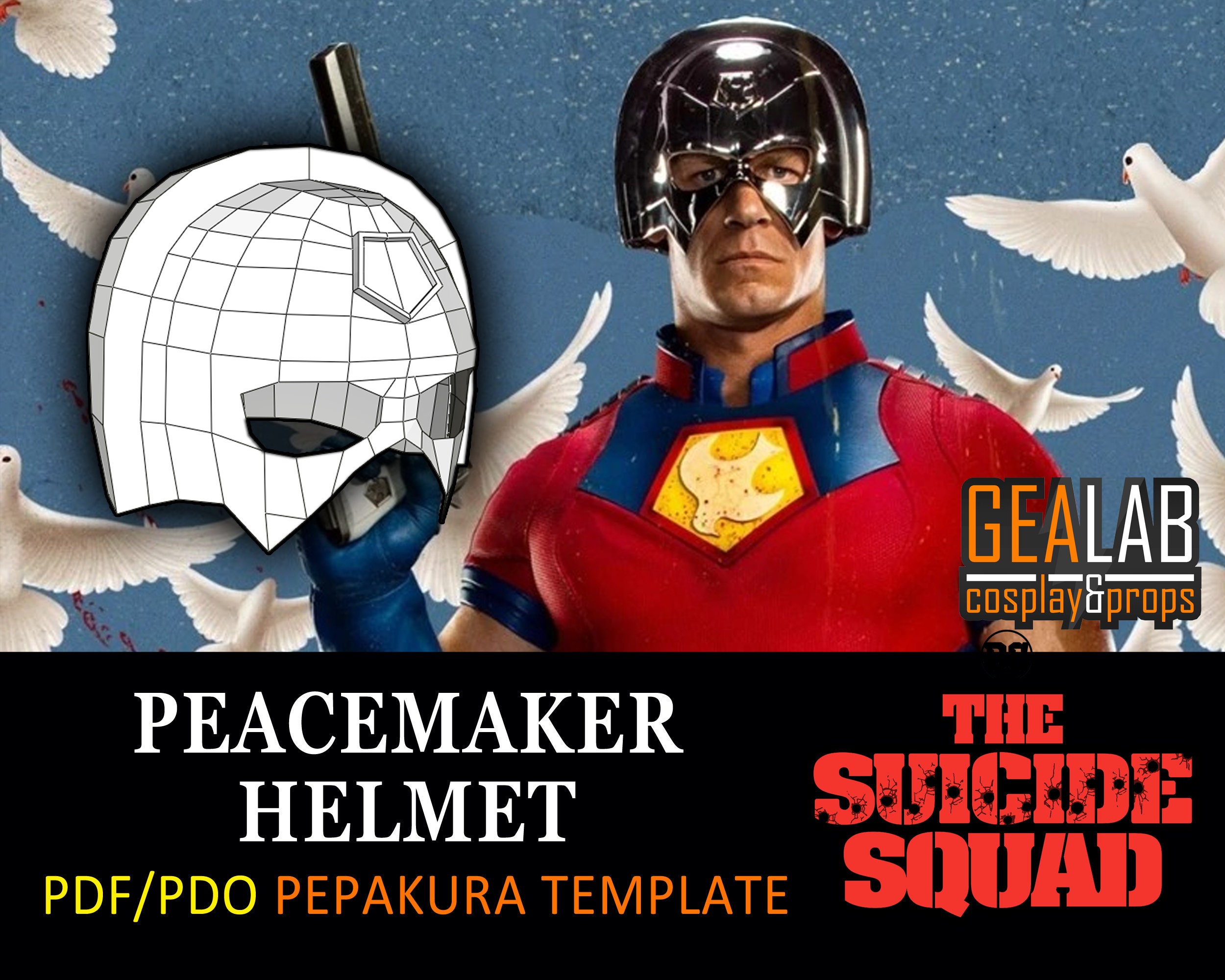 Peacemaker Helmet Pepakura - PDF & PDO Templates for Cosplay (suicide ...