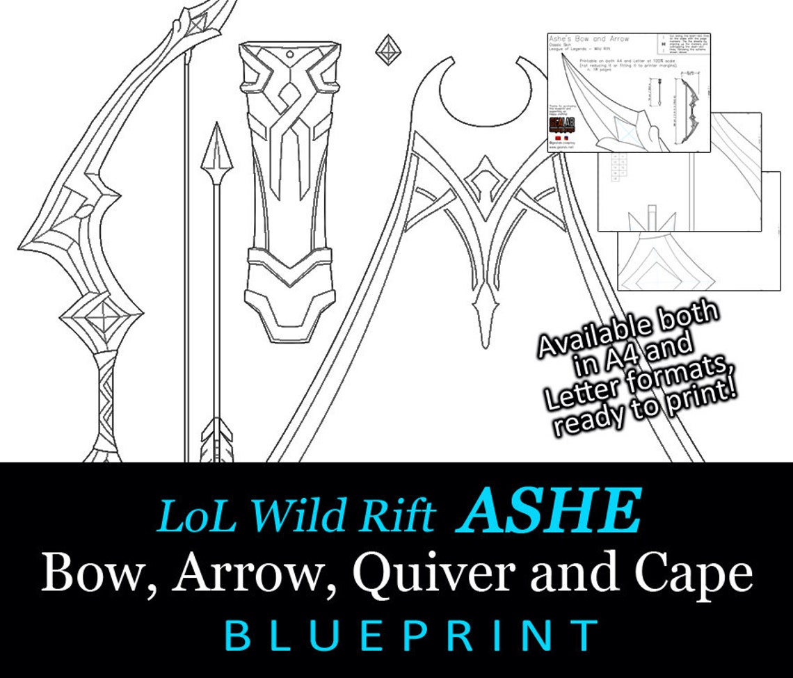 Ashe Bow Arrow Cape and Quiver Blueprint for Cosplay lol - Etsy