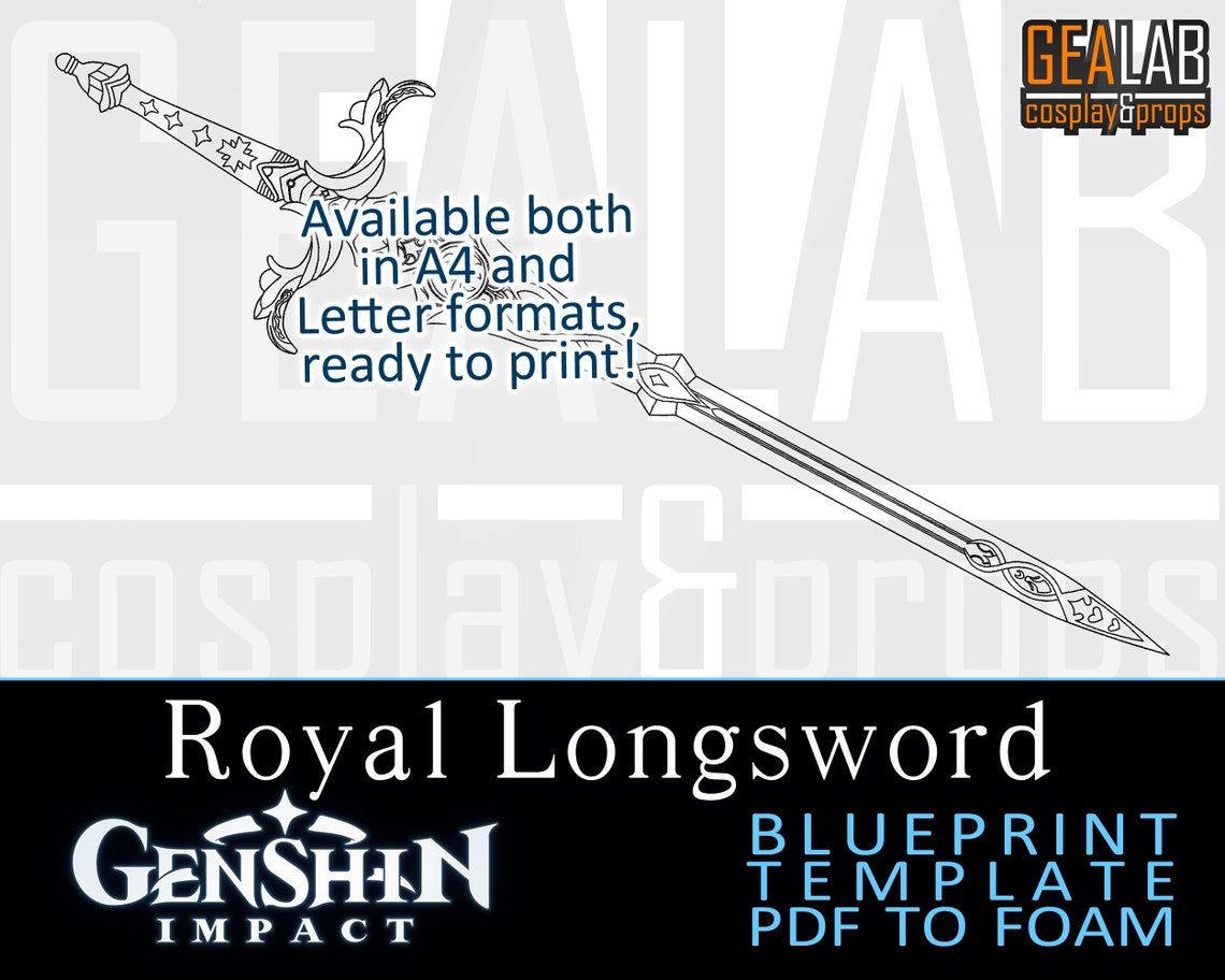 Royal Longsword Blueprint Template for Cosplay genshin - Etsy