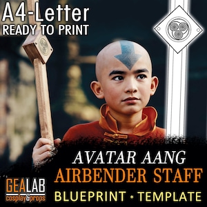 Aang Airbender Staff - Blueprint Closed Glider Template for Cosplay ...