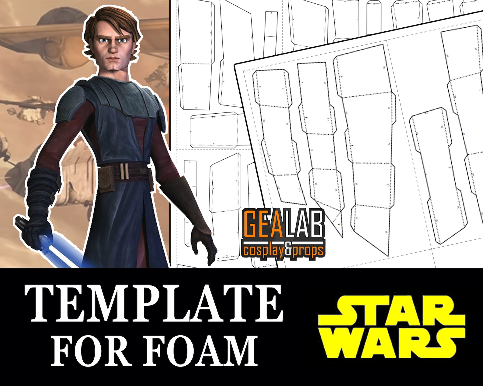 General Anakin Skywalker Armor Pieces - PDF & PDO Pepakura Templates ...