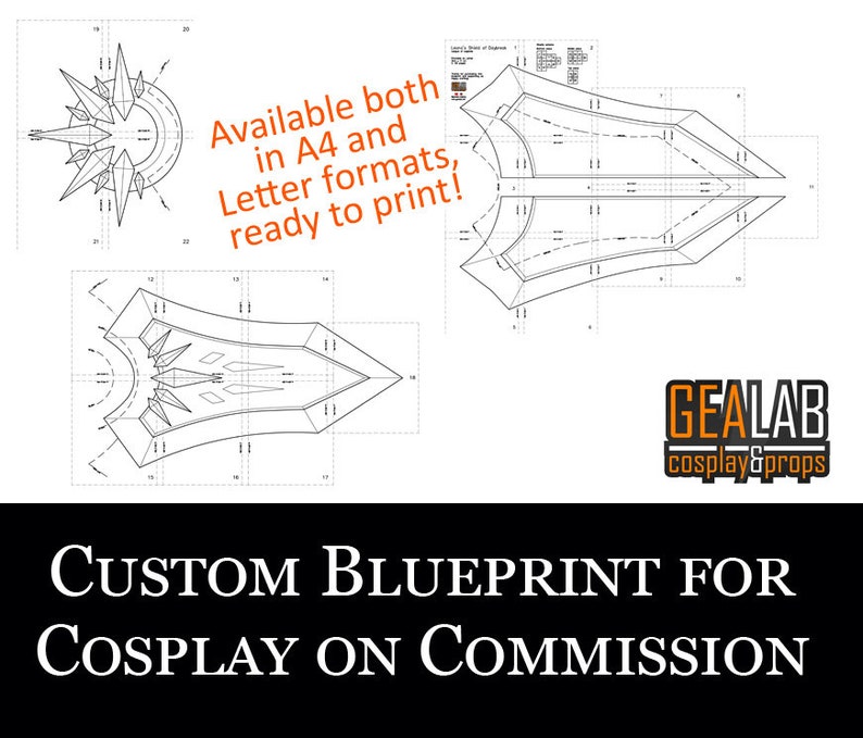 Custom Blueprint Commission for Cosplay, Order Your Lineart Prop From ...