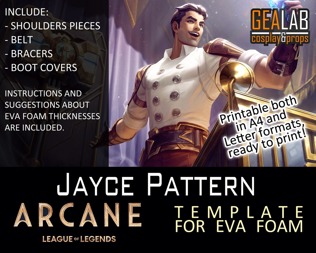 Arcane Jayce Pattern - PDF Foam Templates for Cosplay (lol, League of ...