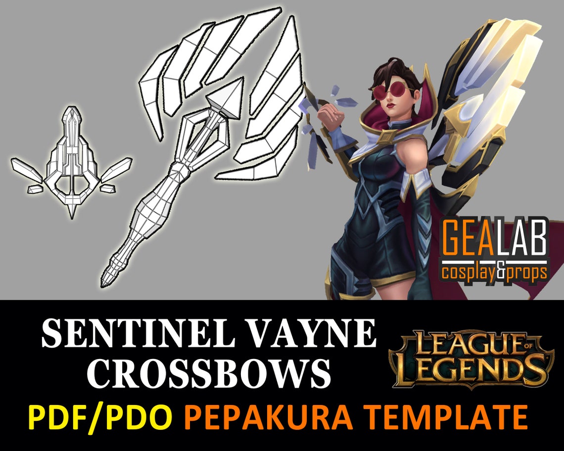 Sentinel Vayne Crossbows Pepakura - PDF & PDO Templates for Cosplay ...