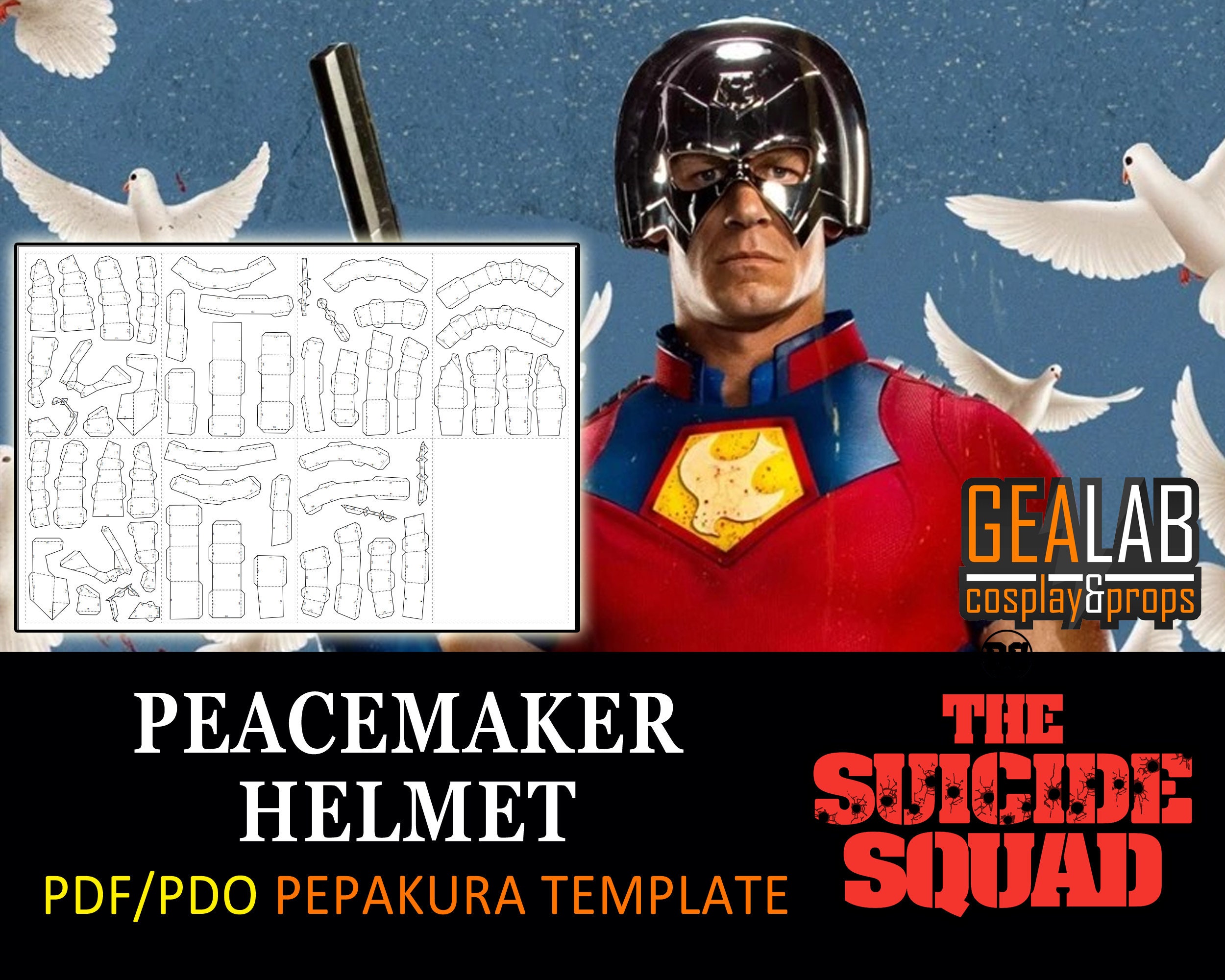 Peacemaker Helmet Pepakura PDF & PDO Templates for Cosplay | Etsy UK