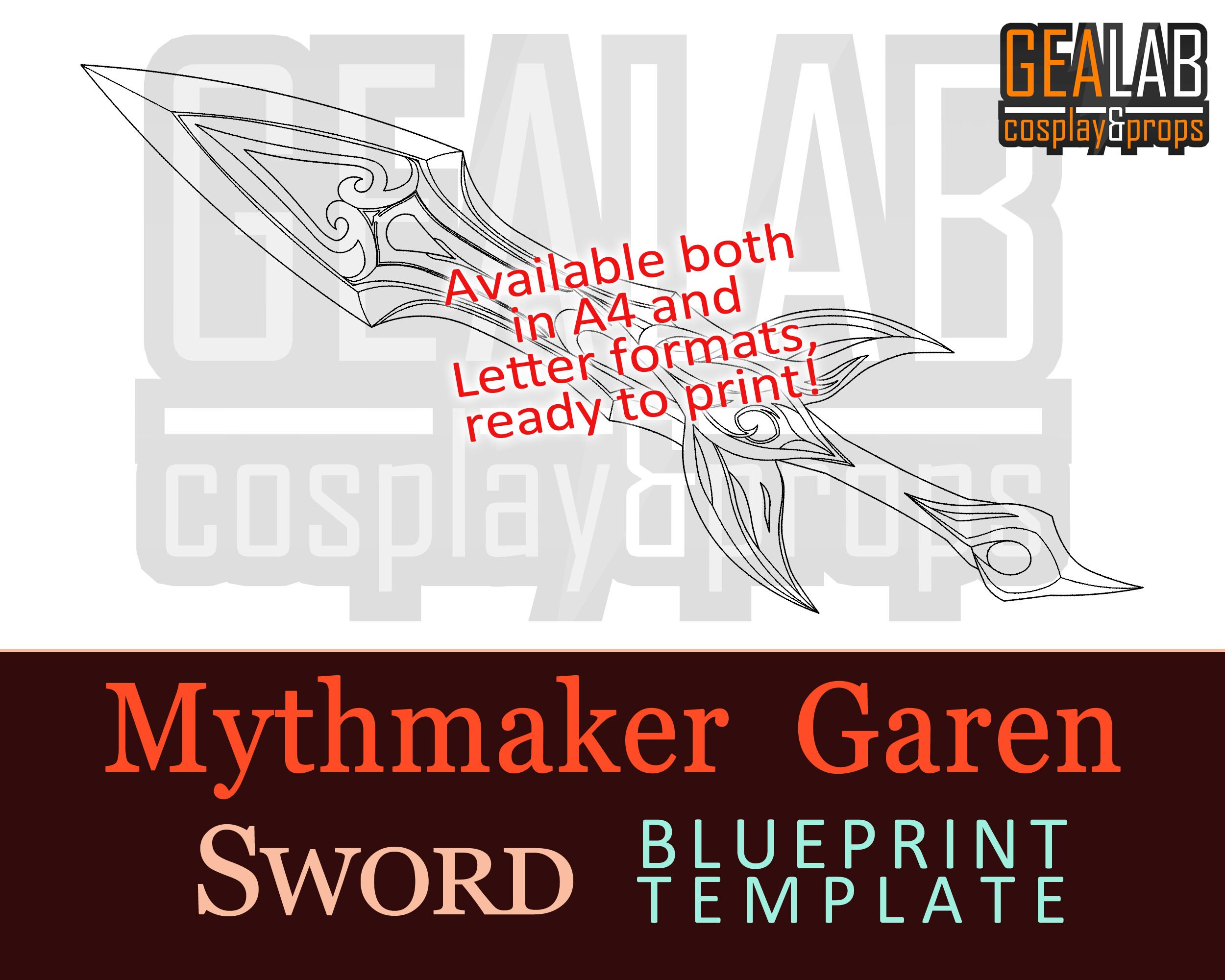 Mythmaker Garen Sword - Blueprint for Cosplay (lol, League of Legends ...