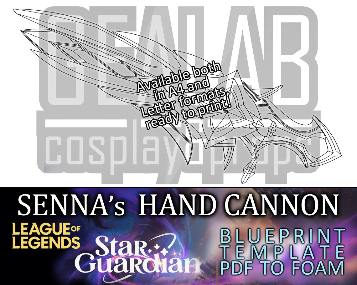 Star Guardian Senna Hand Cannon - Blueprint Template Weapon for Cosplay ...