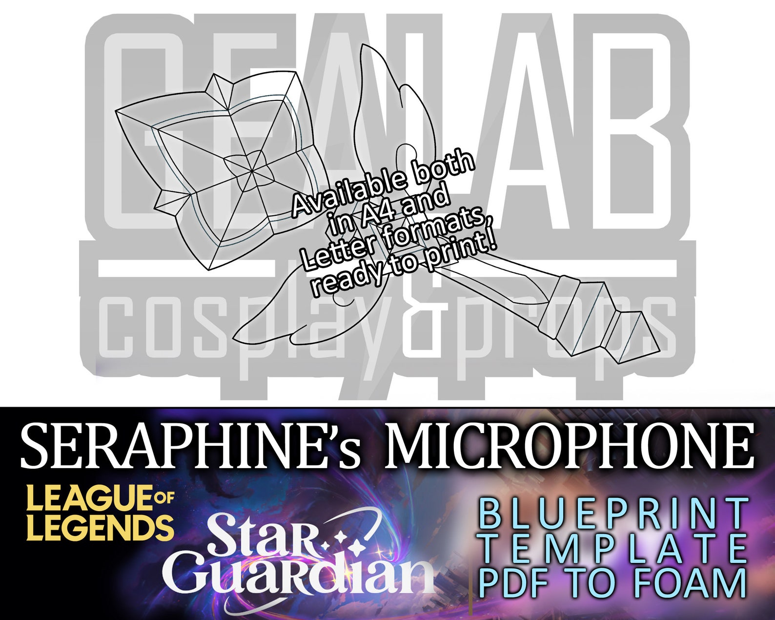Star Guardian Seraphine Microphone Blueprint Template for - Etsy
