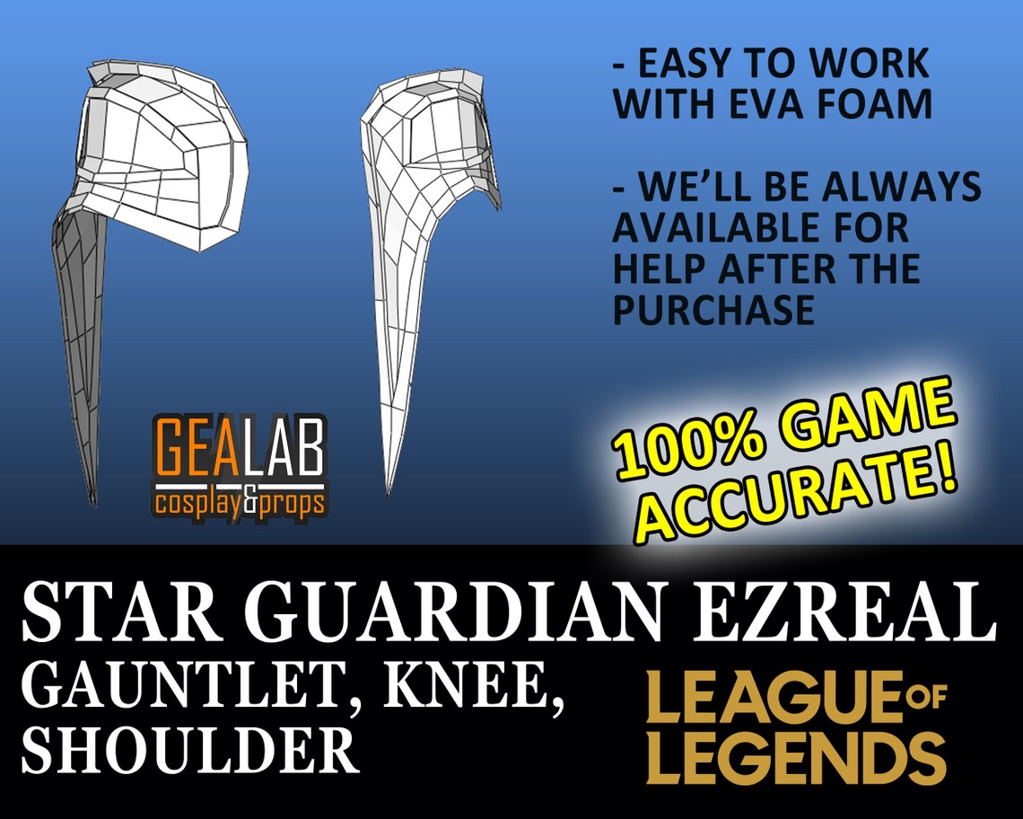 Star Guardian Ezreal Pepakura Gauntlet Pauldron Knee Pads - Etsy
