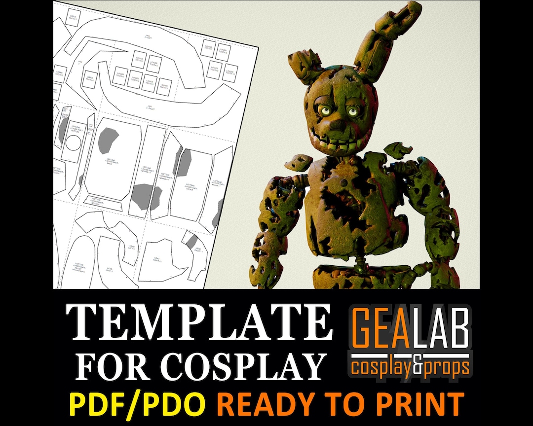 Plantillas de espuma en PDF/PDO para cosplay de Springtrap (FNaF, Five ...