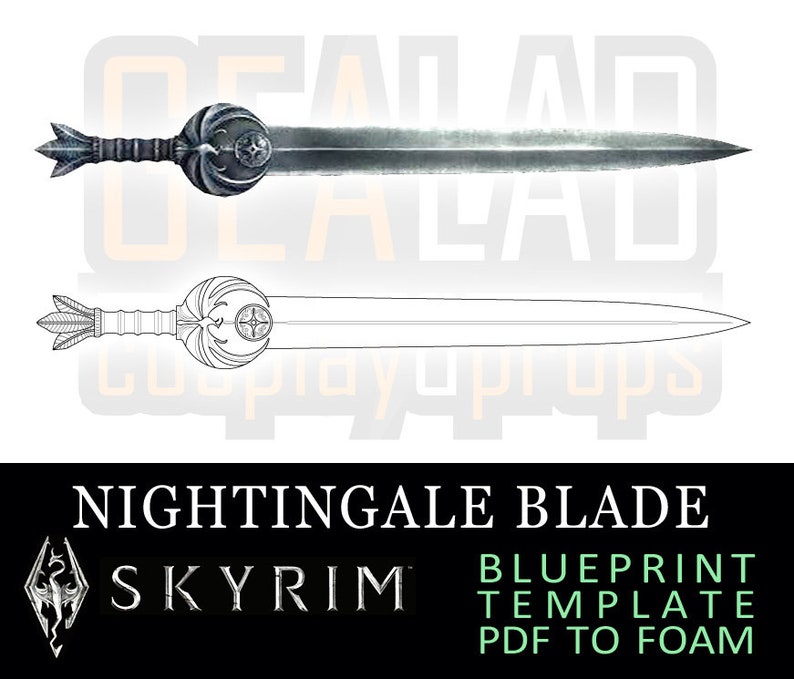 Skyrim Nightingale Blade Blueprint for Cosplay the Elder | Etsy