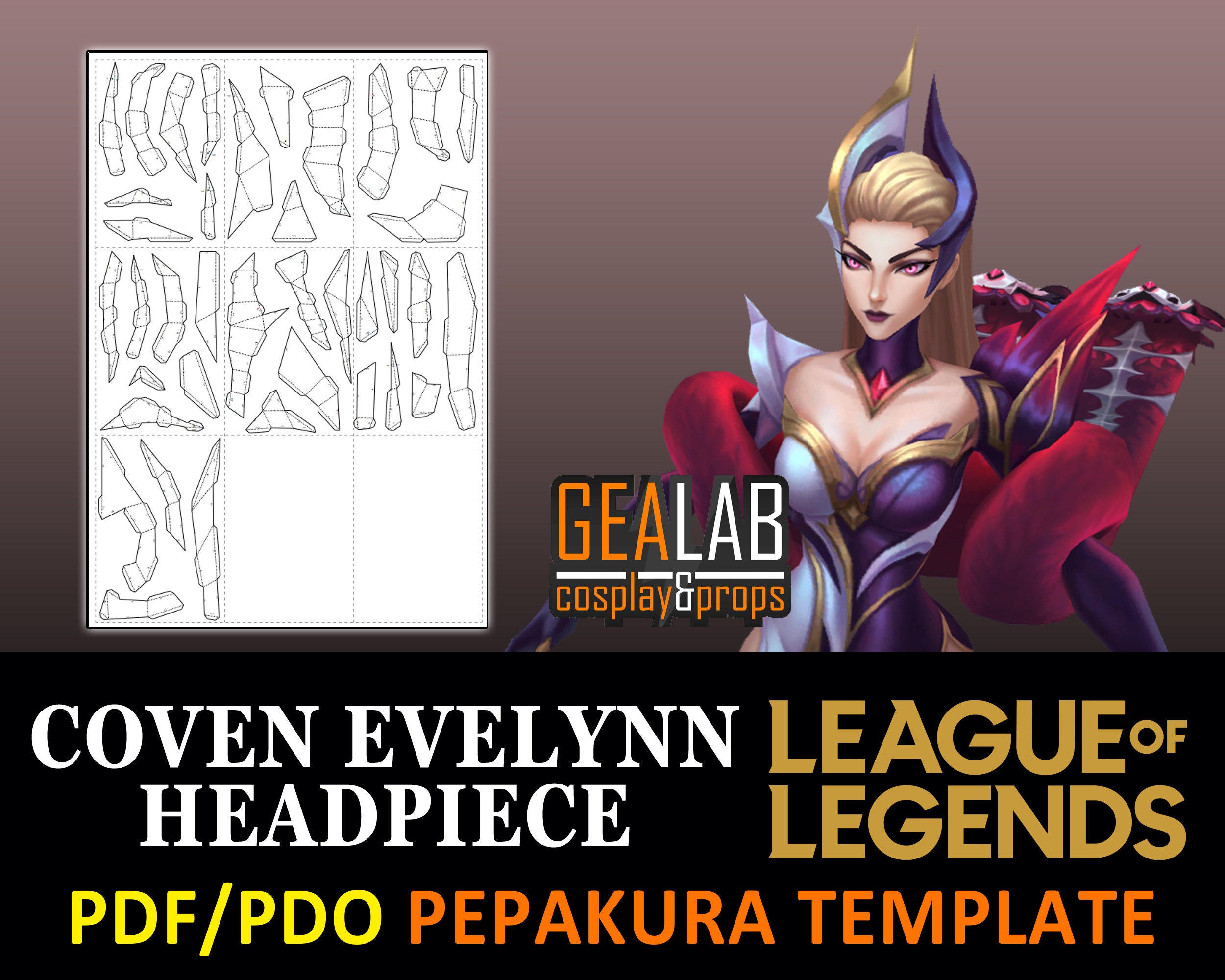 Coven Evelynn Bundle - PDF Blueprint & Pepakura for Foam Cosplay (lol ...