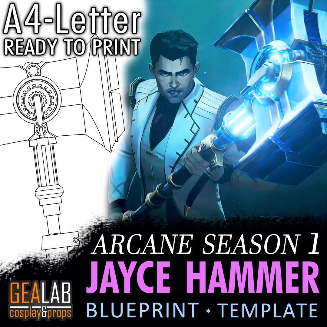 Jayce Hammer - Arcane Season 1 - Blueprint Template for Cosplay (lol ...