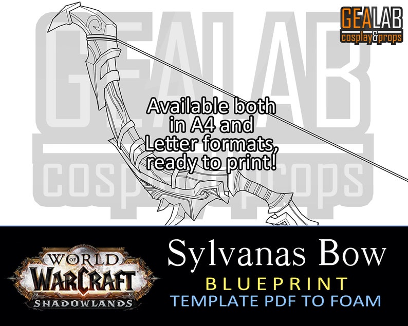 Sylvanas Ranger General Bow Blueprint for Cosplay world of - Etsy